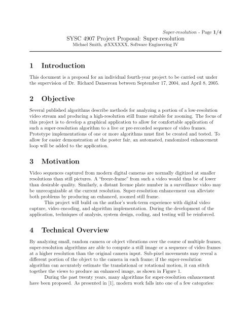 Fourth-year project proposal: Super-Resolution - EngSoc