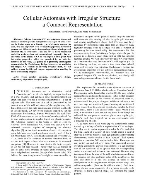 Cellular Automata With Irregular Structure Spatial Computing