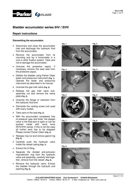 Repair instructions bladder accumulator series IHV / EHV - Olaer.de