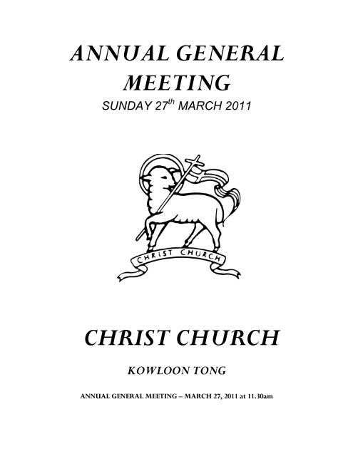 ANNUAL GENERAL MEETING CHRIST CHURCH