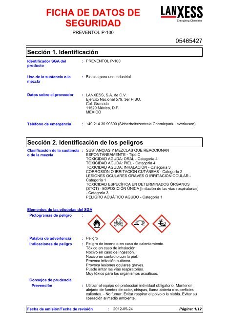 4669 PREVENTOL P-100 Preservative - AsociaciÃ³n Nacional de la ...
