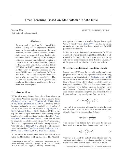Deep Learning Based on Manhattan Update Rule - Helwan University