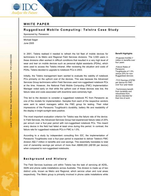 WHITE PAPER Ruggedised Mobile Computing: Telstra Case Study
