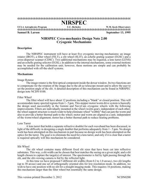 NIRSPEC - UCLA Infrared Laboratory