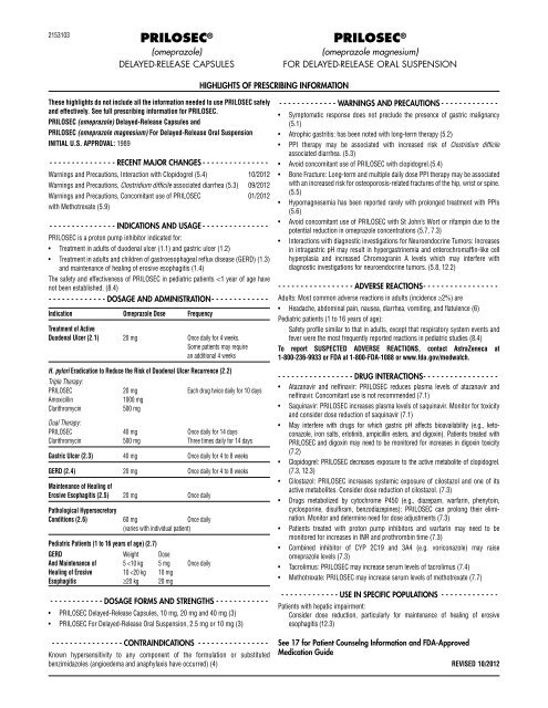 PRILOSEC Delayed-Release Capsules - AstraZeneca