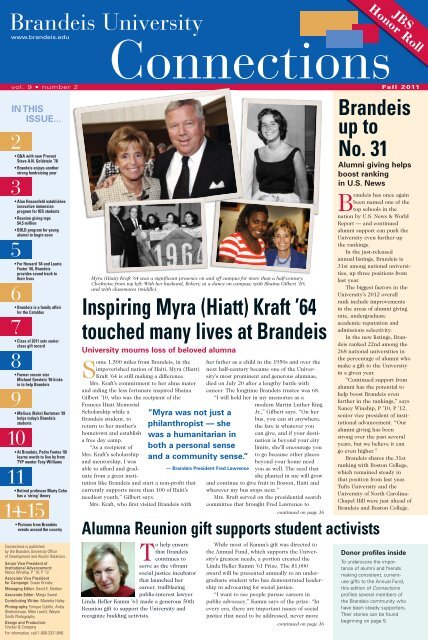Inspiring Myra (Hiatt) Kraft '64 touched many lives - Development ...