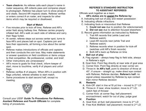 Referee Pre-Game Card