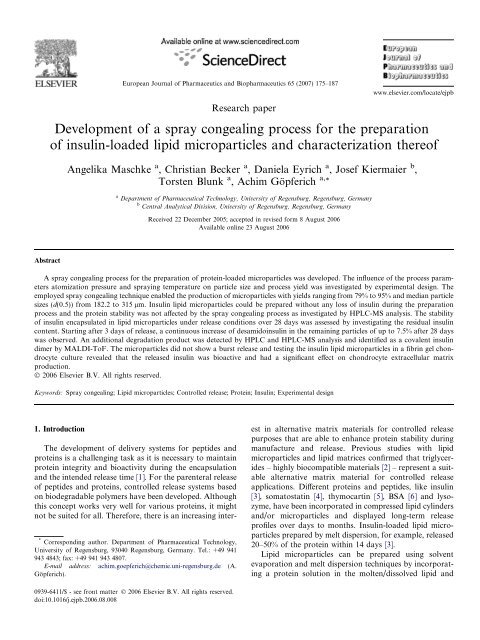 Development of a spray congealing process for the preparation of ...