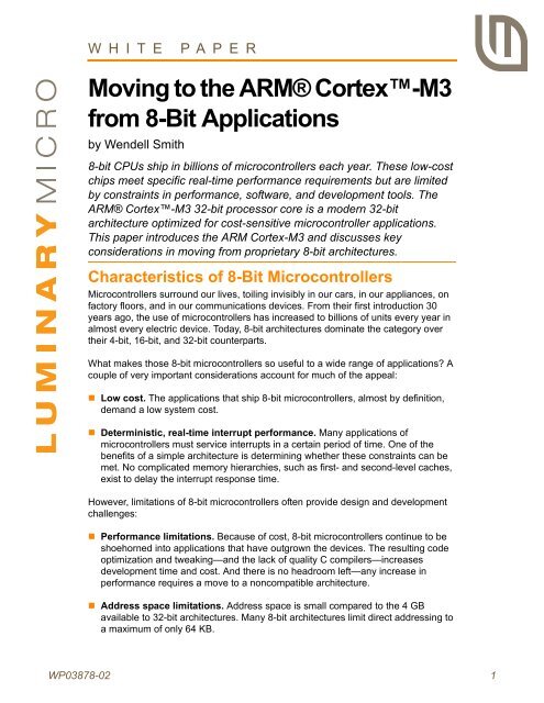 Moving to the ARM® Cortex™-M3 from 8-Bit ... - evalKits.com