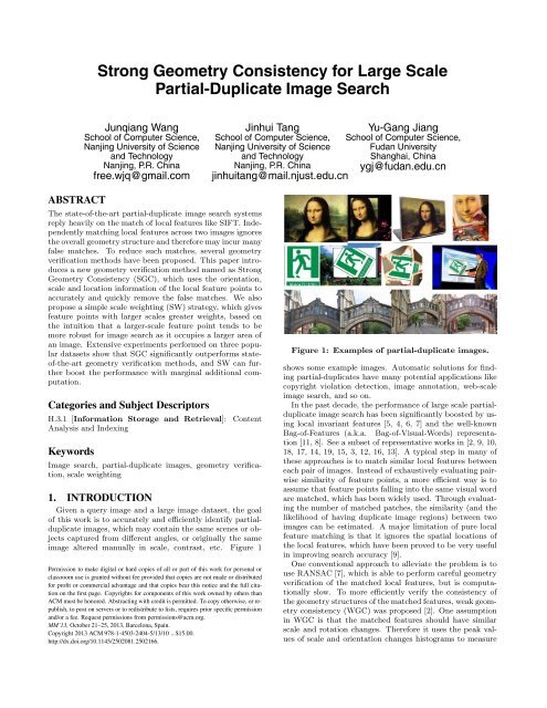 Strong Geometry Consistency for Large Scale ... - Yu-Gang Jiang