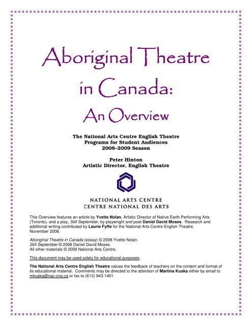 Aboriginal Theatre in Canada: an overview - National Arts Centre