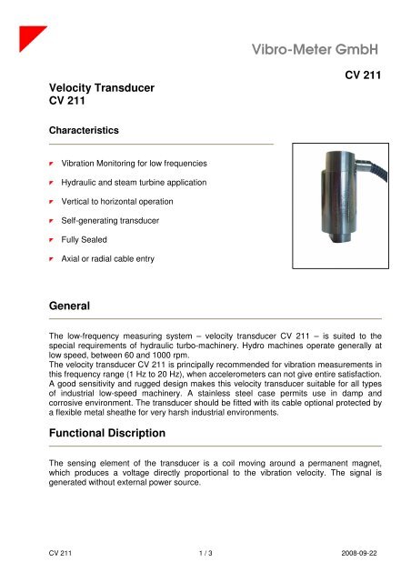 CV 211 Velocity Transducer CV 211