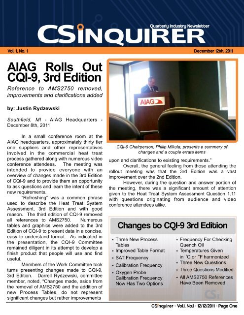 AIAG Rolls Out CQI-9, 3rd Edition - Controls Service, Inc.