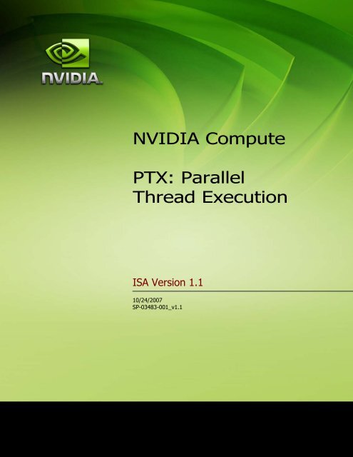 NVIDIA Compute PTX: Parallel Thread Execution