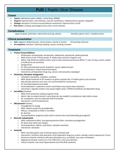 PUD | Peptic Ulcer Disease - Rx Study Guides