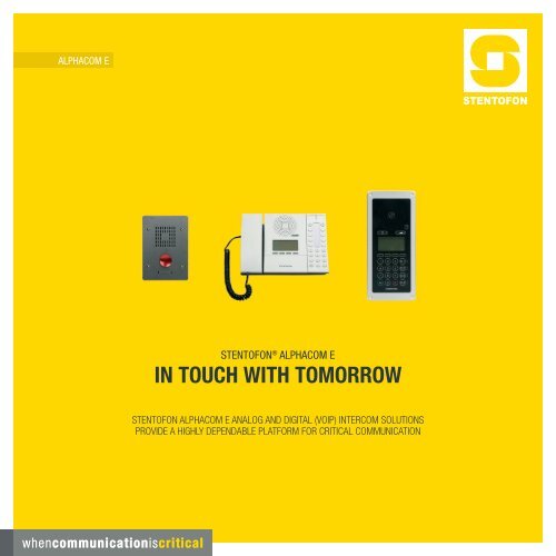 STENTOFON AlphaCom E.indd - Zenitel