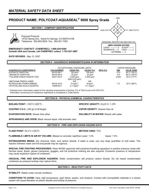POLYCOAT-AQUASEAL 5000 Spray Grade - Best Materials