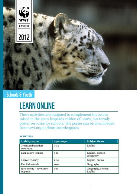 Snow leopard online activities - WWF UK