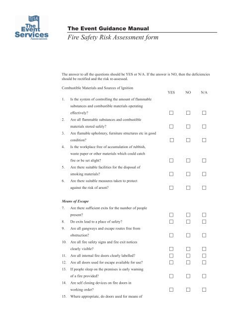 Fire Safety Risk Assessment form - Event Hub