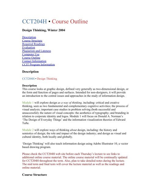 CCT204H â ¢ Course Outline - Institute of Communication, Culture and ...