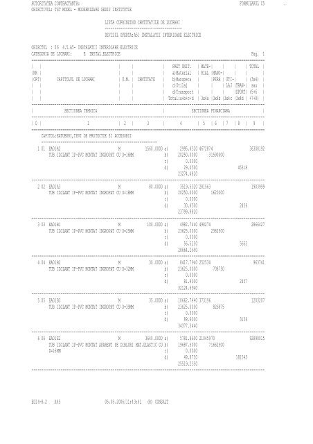 Model deviz oferta instalatii electrice