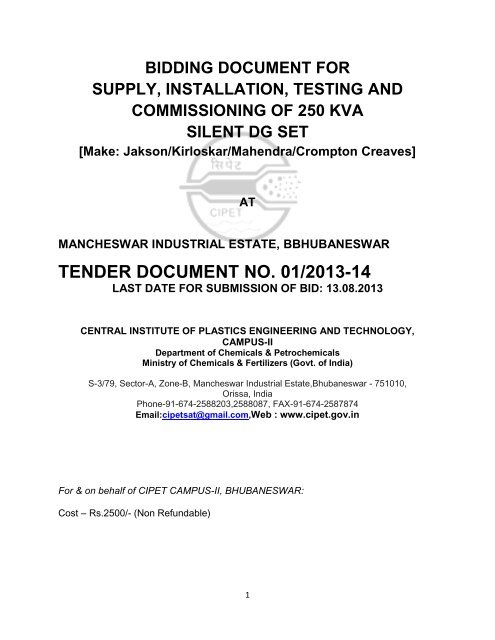 Bid Document - Central Institute of Plastics Engineering & Technology