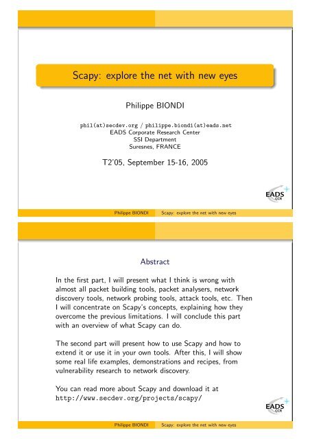 Scapy: explore the net with new eyes - SecDev.org