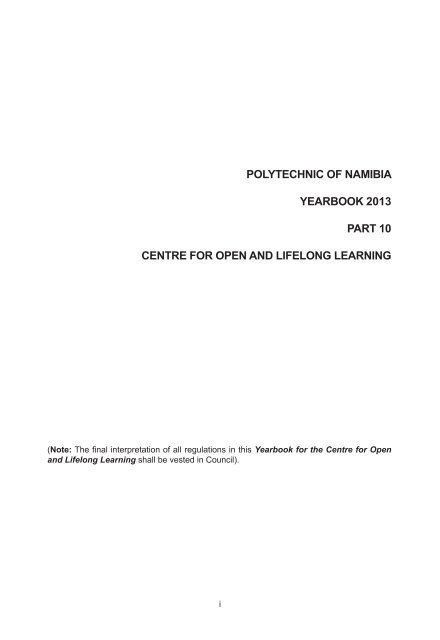 Centre for Open and Lifelong Learning - Polytechnic of Namibia