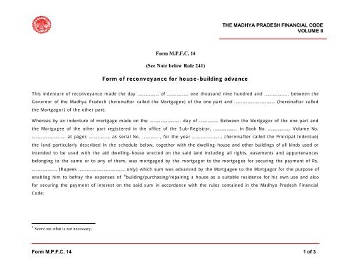 Form M.P.F.C. 14 (See Note below Rule 241) Form ... - Mptreasury.org