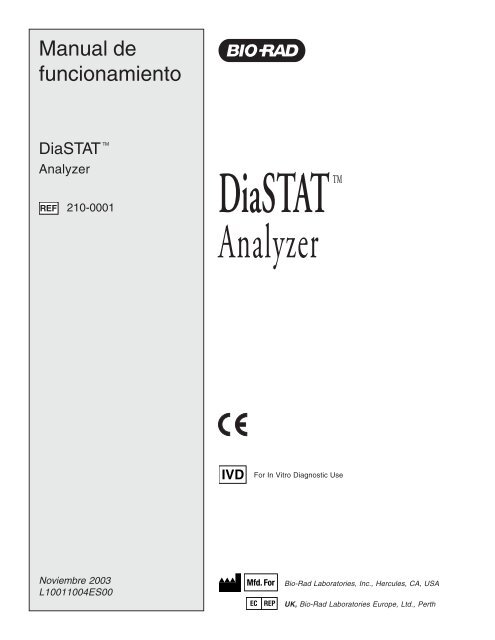 DiaSTAT Analyzer Operation Manual - BIO-RAD