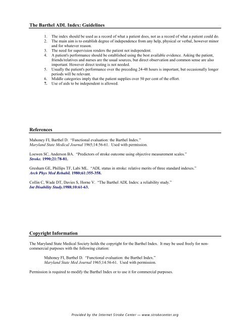 The Barthel ADL Index: Gu