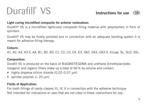 Durafill VS DFU - Heraeus Kulzer US