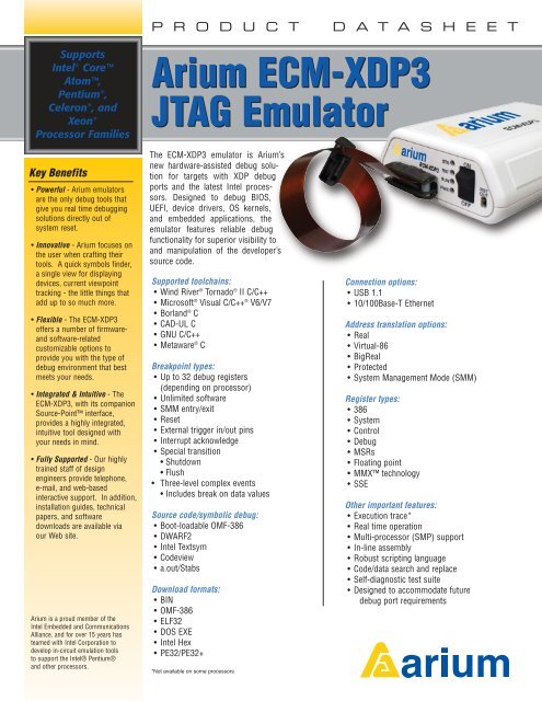 Arium ECM-XDP3 JTAG Emulator Arium ECM-XDP3 JTAG Emulator