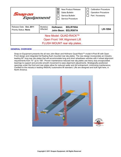 QUAD-RACKâ ¢ Open Front 14K Alignment Lift FLUSH MOUNT rear ...