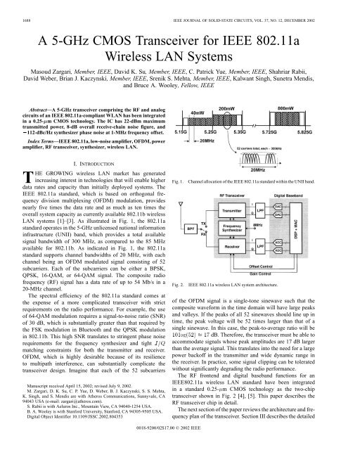 A 5-Ghz CMOS Transceiver for IEEE 802.11 - Electrical and ...