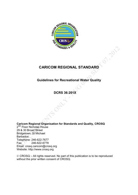 CARICOM REGIONAL STANDARD - Bureau of Standards Jamaica