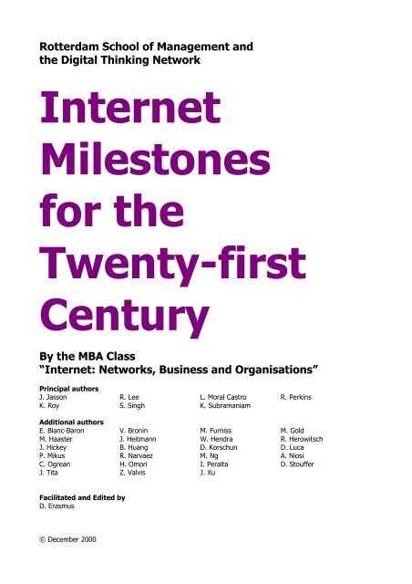 Internet Milestones for the Twenty-first Century - What would you like ...