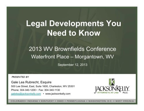Legal Developments You Need to Know - Jackson Kelly PLLC