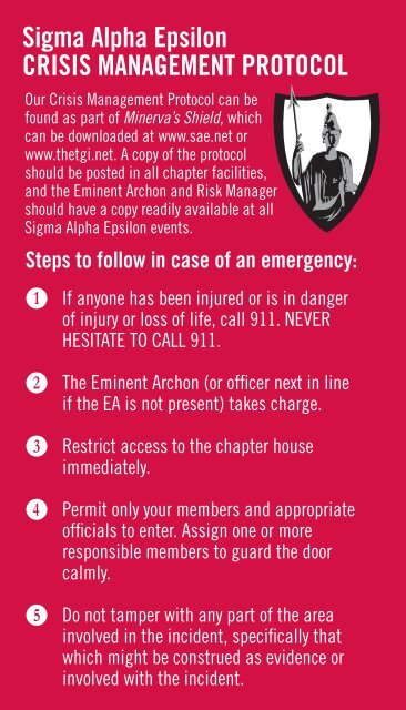 Crisis Management Card