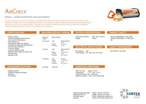 Data sheet AIRCHECK - Cortex