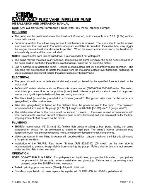 WATER WOLF FLEX VANE IMPELLER PUMP - SHURflo