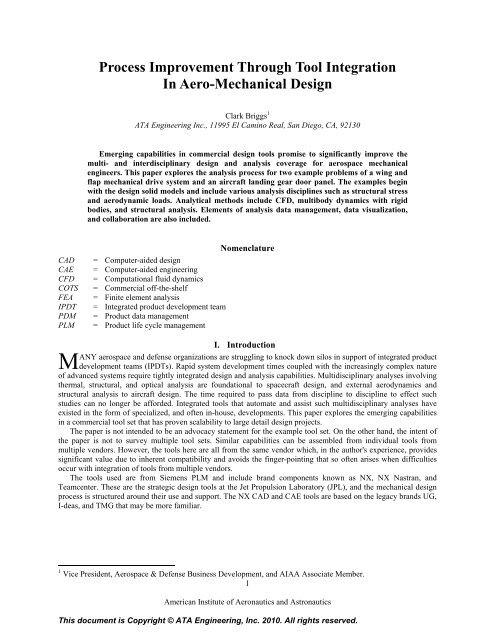 Process Improvement Through Tool Integration In ... - ATA Engineering