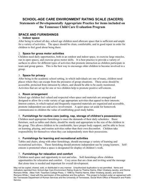 SCHOOL-AGE CARE ENVIRONMENT RATING SCALE (SACERS ...