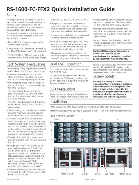 RS-1600-FC-FFX2 Quick Installation Guide - SLI - Consulting