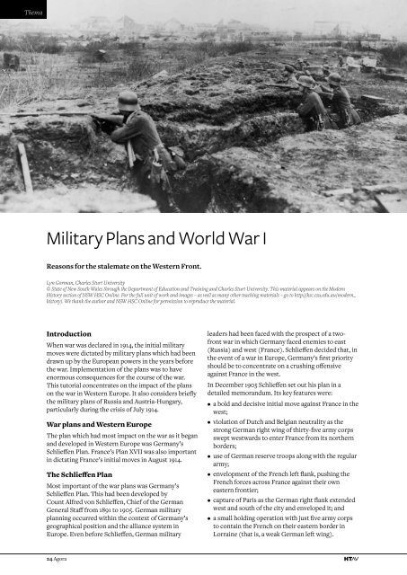 Military Plans and World War I