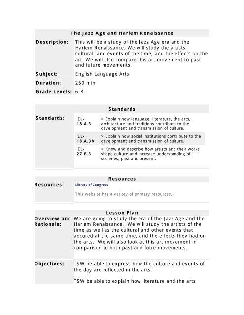 The Jazz Age and Harlem Renaissance - Teaching with Primary ...