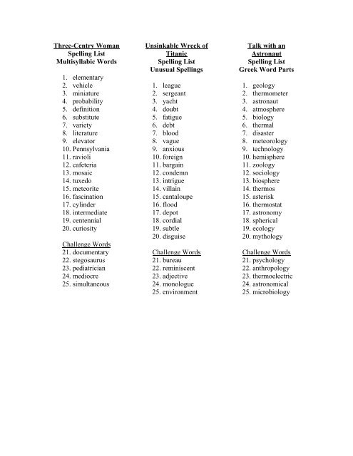 Unit+5+Spelling+Lists