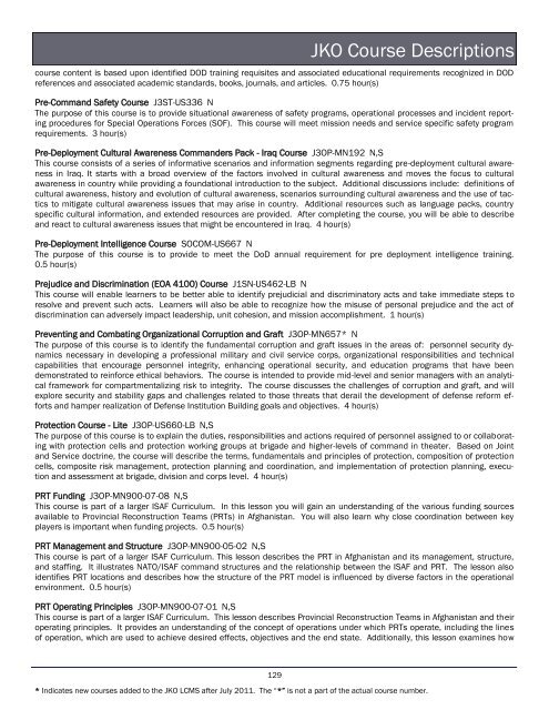 JKO Course Descriptions c
