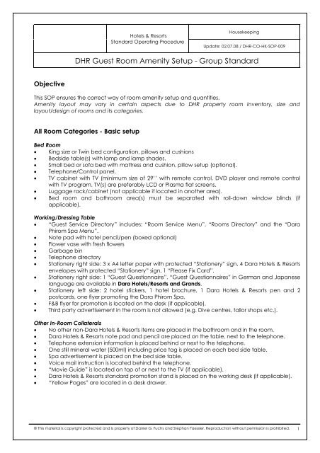 DHR Guest Room Amenity Setup - Dr. Daniel G. Fuchs