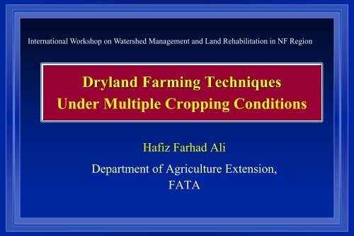 Dryland Farming Techniques Under Multiple Cropping Conditions ...